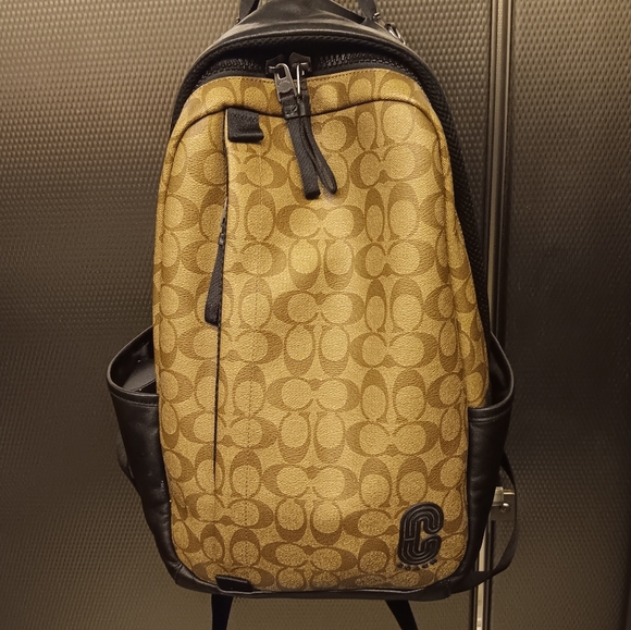 Coach | Bags | Coach Edge Backpack In Signature Brown Canvas Leather ...